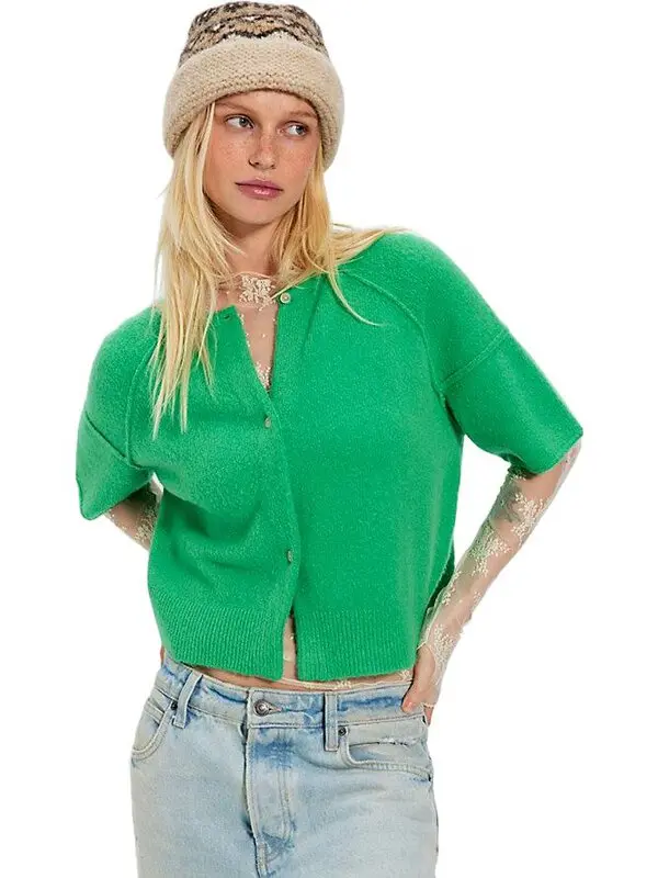 Free People See Me Softspun Cardigan - Bright Green