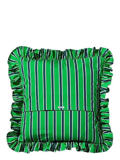 PUEBCO Shirt Fabric Ruffle Cushion Cover - Green Pattern/motif