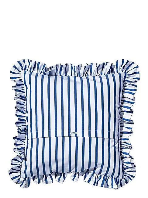 PUEBCO Shirt Fabric Ruffle Cushion Cover - White