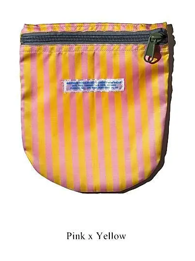 PUEBCO School Tie Fabric Semicircle Pouch - Yellow Pattern/motif