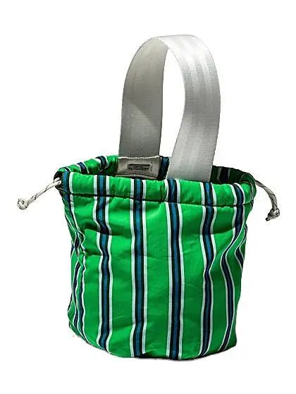 PUEBCO Shirt Fabric Drawstring Bag - Green Pattern/motif
