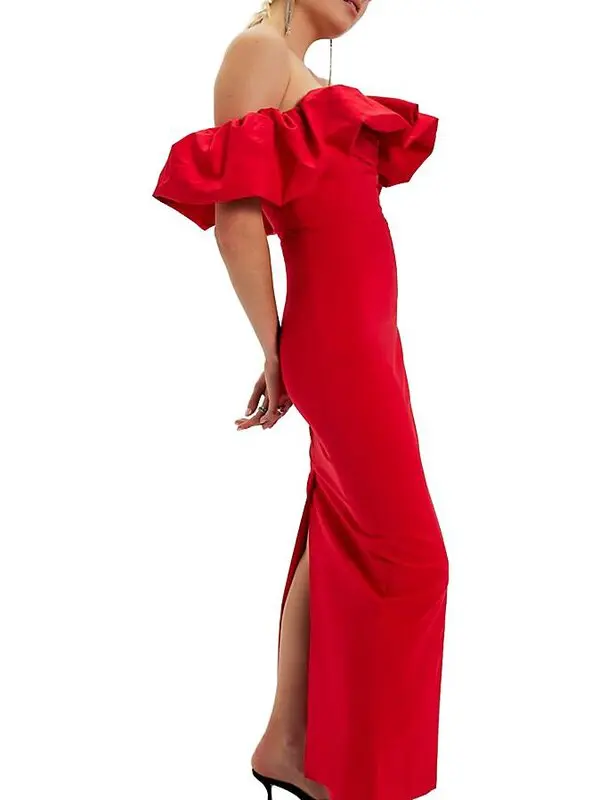 Shona Joy Campbell Ruffle Draped Maxi Dress - Goji