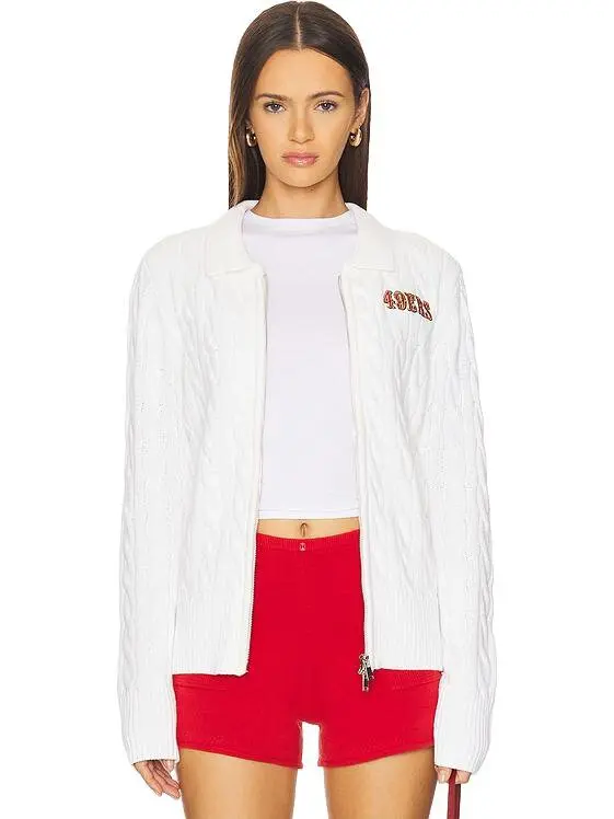 Terez X 49ers Zip Knit Cardigan - White