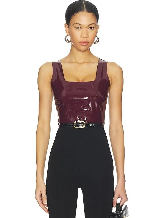Commando Faux Patent Leather Crop Top - Burgundy
