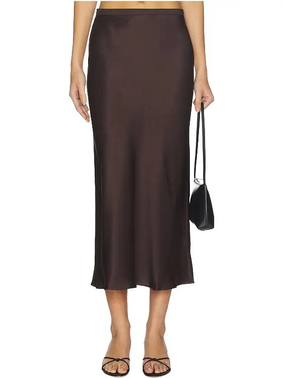 ANINE BING Bar Silk Skirt - Deep Brown