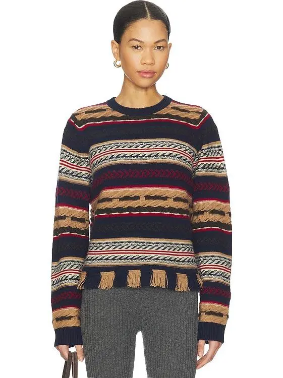 Guest In Residence Western Stripe Crew Sweater - Midnight Combo