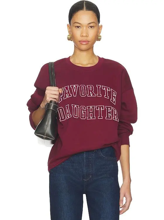 FAVORITE DAUGHTER The Collegiate Embroidery Sweatshirt - Vino & Velvet Stone
