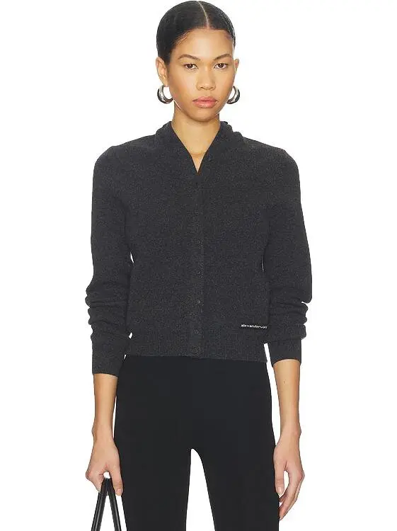 Alexander Wang Knit Logo Cardigan - Charcoal