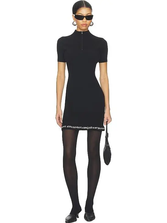 Alexander Wang Logo Ribbed Dress - Black