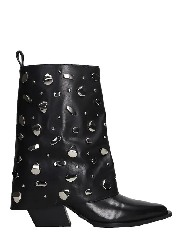 MARC ELLIS Studded Texan Ankle Boots - Black