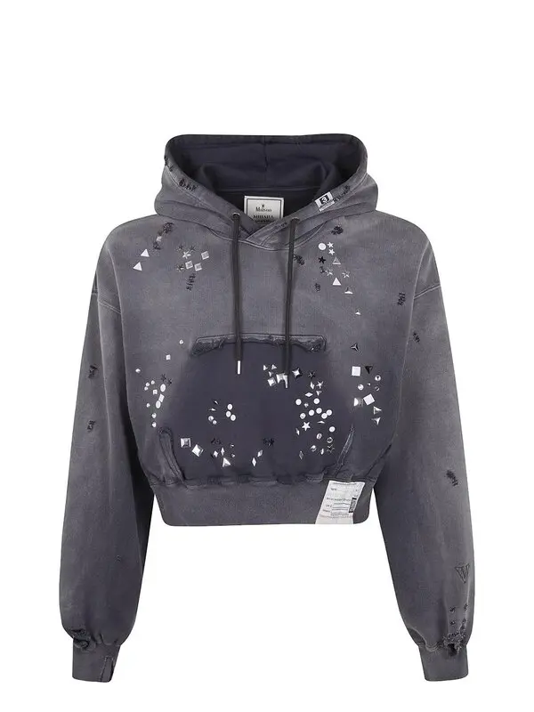 Mihara Yasuhiro Embellished Sun Faded Hoodie - Black