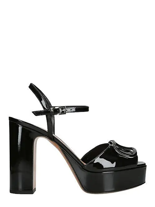 Valentino Garavani Vlogo Signature 115 Patent-leather Platform Sandals - Black
