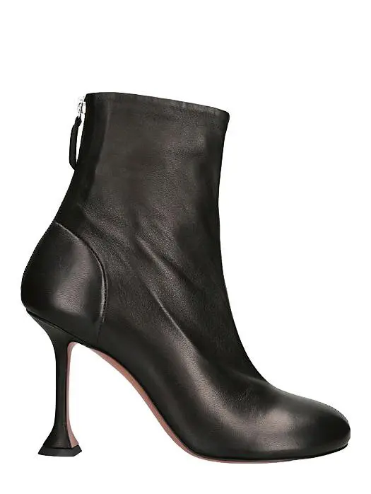 Amina Muaddi Iris 95 Leather Heeled Ankle Boots - Black