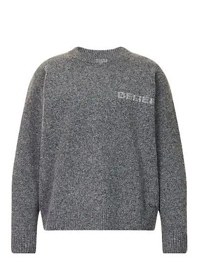 BELIER Intarsia Crewneck Knitted Jumper - Charcoal