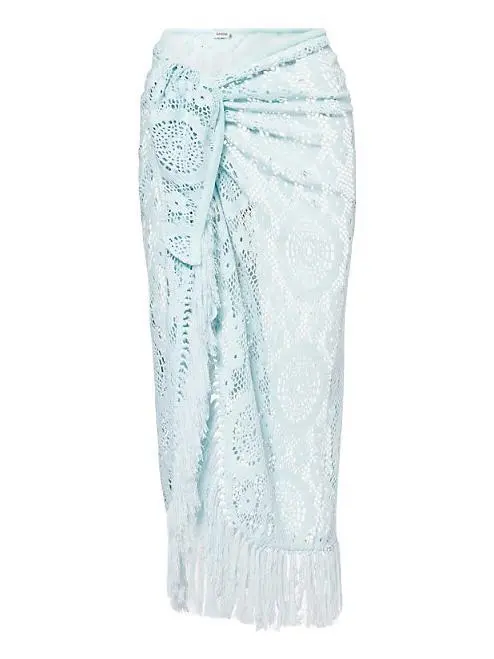 Simkhai Thyri Fringe-trim Crochet Mini Skirt - Sky