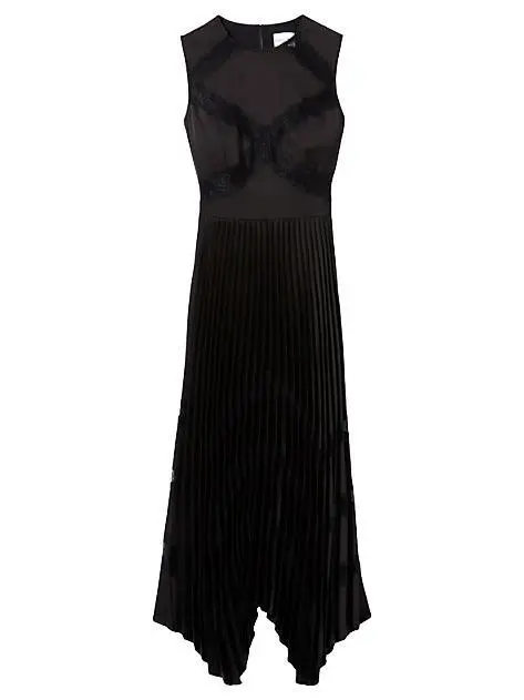 Claudie Pierlot Pleated Open-work Maxi Dress - Black
