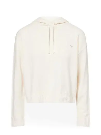 ADANOLA Logo-plaque Ribbed-knit Wool Hoodie - Marshmallow White