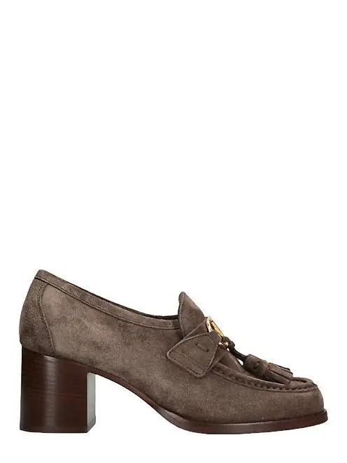 Valentino Garavani Vlogo 60 Suede Heeled Loafers - Grey/dark