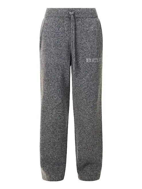 BELIER Intarsia Logo-print Knitted Joggers - Charcoal