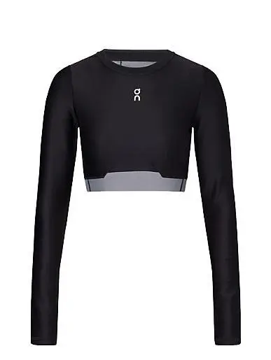 On Logo-embroidered Woven Top - Black