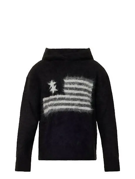 COLE BUXTON American Flag Alpaca Blend Hoodie - Black