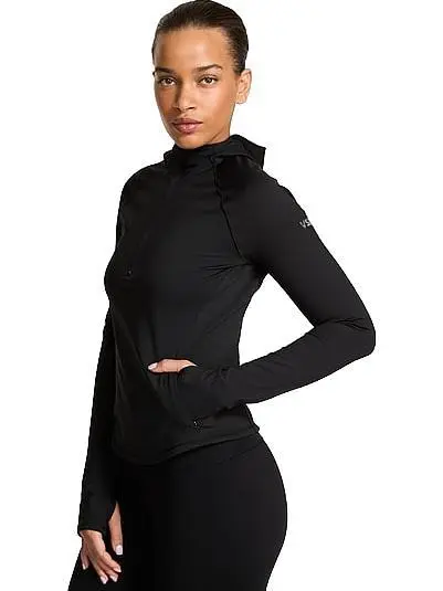 Victoria's Secret Vsx Wintertech™ Hooded Half-zip Jacket - Black