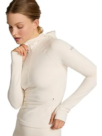 Victoria's Secret Vsx Wintertech™ Hooded Half-zip Jacket - White,ivory