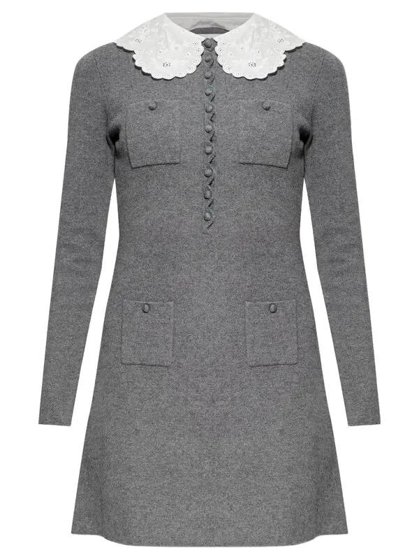 SELF-PORTRAIT Dress With Detachable Collar - Grey
