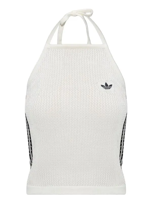 ADIDAS ORIGINALS Openwork Knit Halterneck Top - White