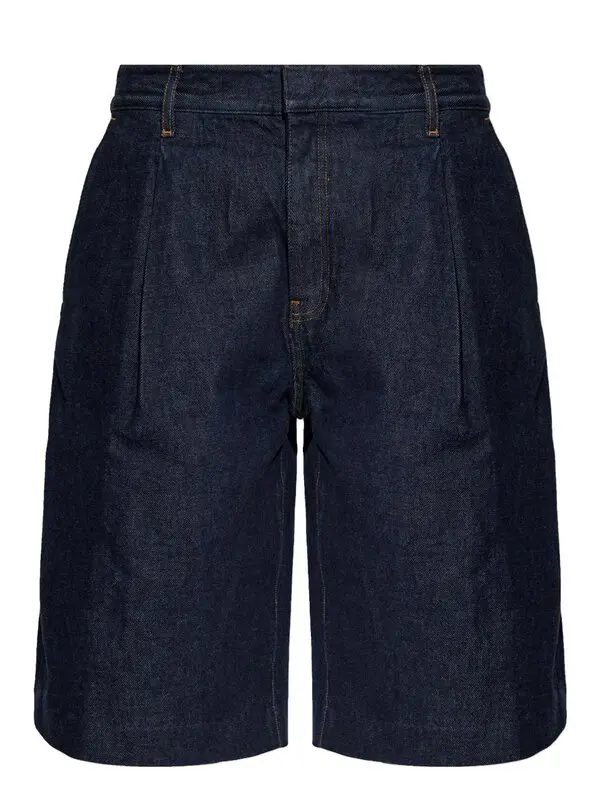 FRAME Knee-length Denim Shorts - Navy Blue