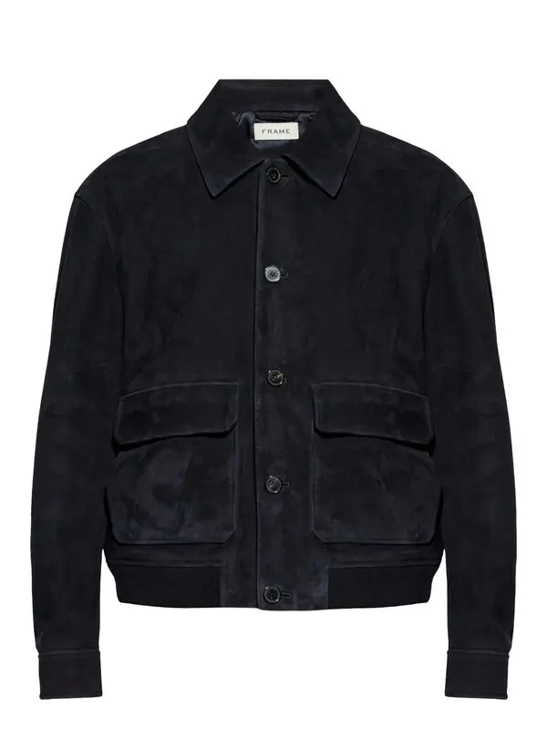 FRAME Suede Jacket - Navy Blue