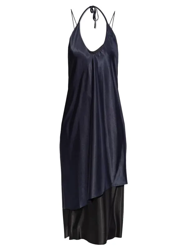 Vetements Double-layered Slip Midi Dress - Navy Blue