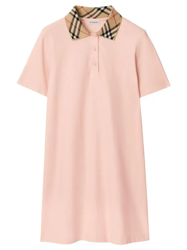 Burberry Check-collar Polo Mini Dress - Pink