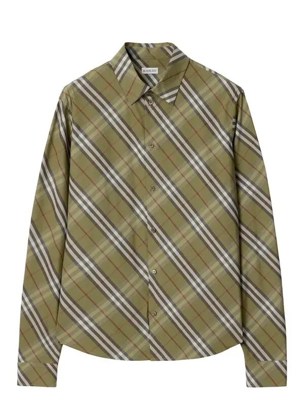 Burberry Cotton Check Relaxed Shirt - Green