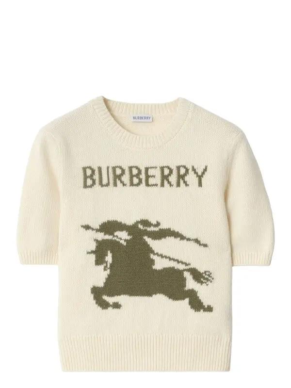 Burberry Wool-cashmere Short-sleeve Sweater - White