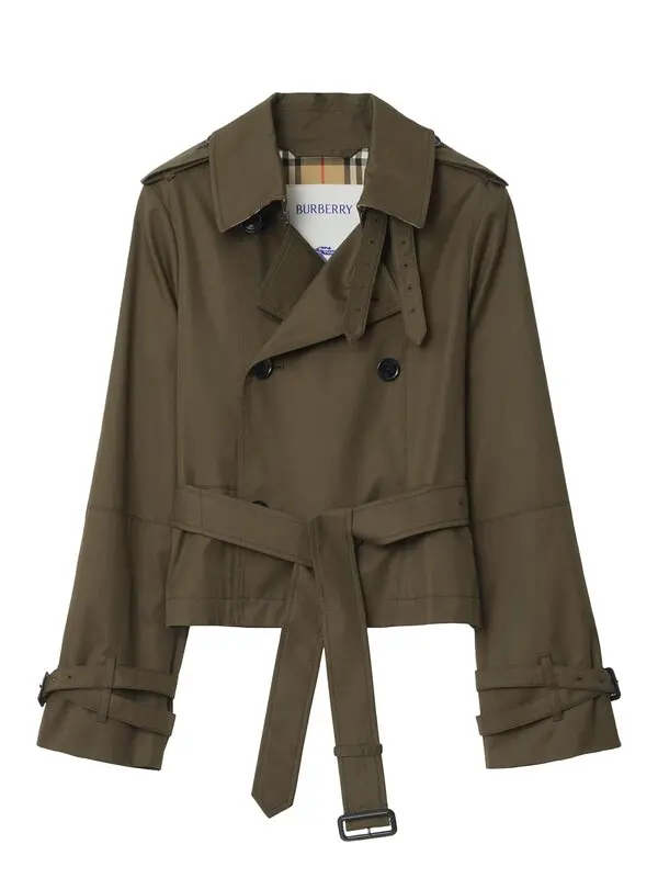 Burberry Tropical Gabardine Cropped Jacket - Green