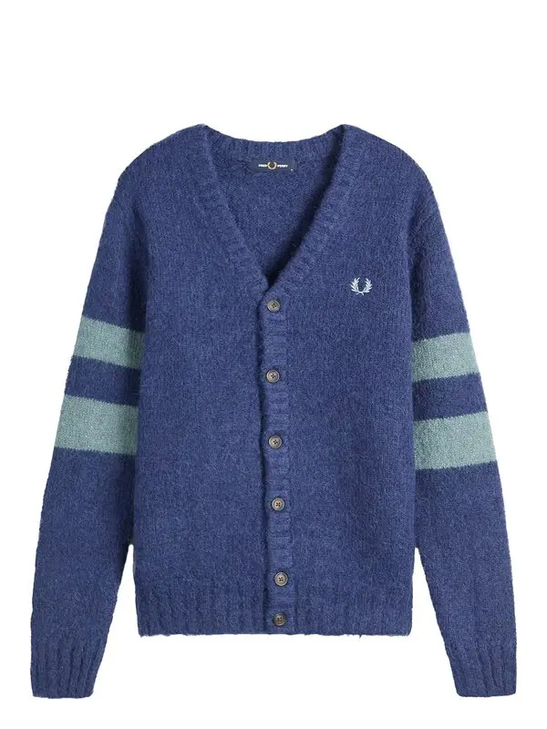 Fred Perry Chunky Tipped Sleeve Alpaca Cardigan - French Navy
