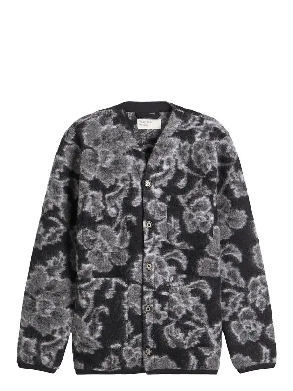 Universal Works Flower Fleece Cardigan - Charcoal