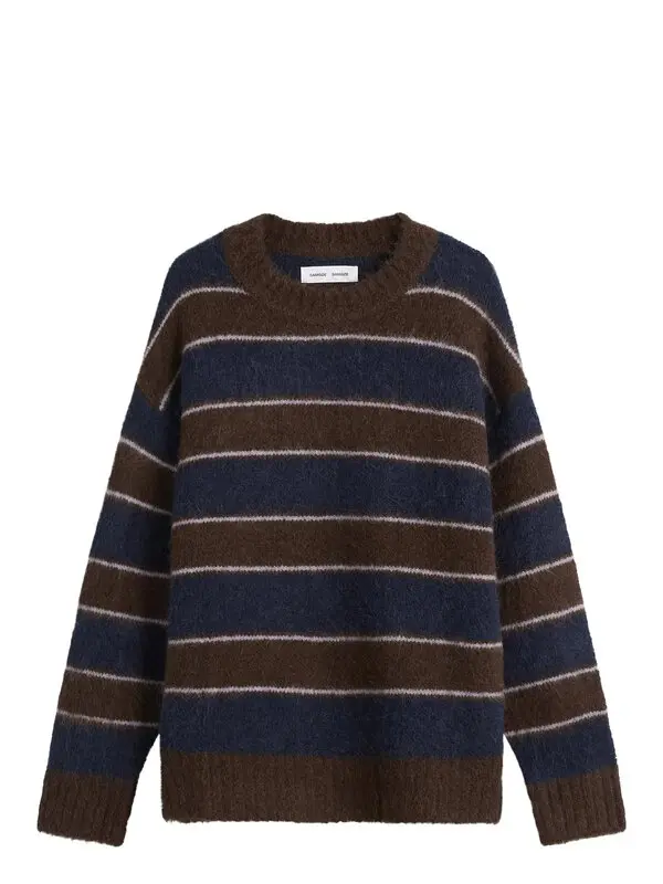 SAMSØE SAMSØE Sajeanne Hairy Knit Sweater - Black Coffee Stripe