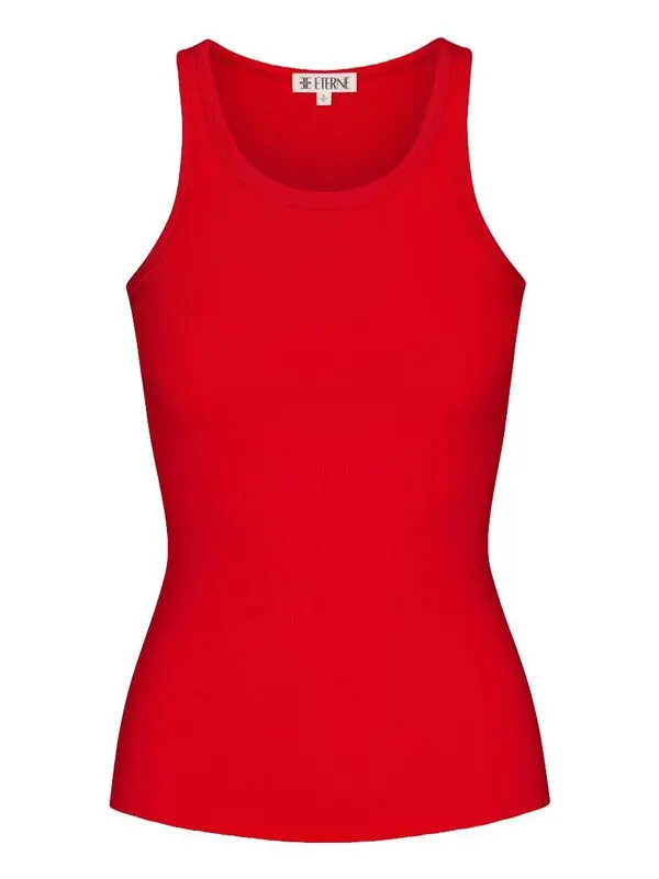 Eterne High Neck Fitted Tank - Red