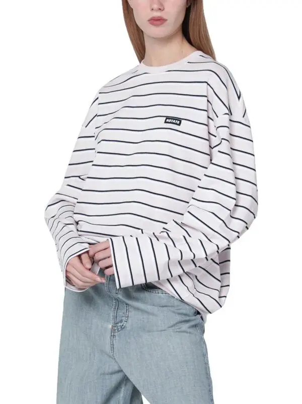 ROTATE BY BIRGER CHRISTENSEN Oversized Striped Long-sleeve T-shirt - Pink