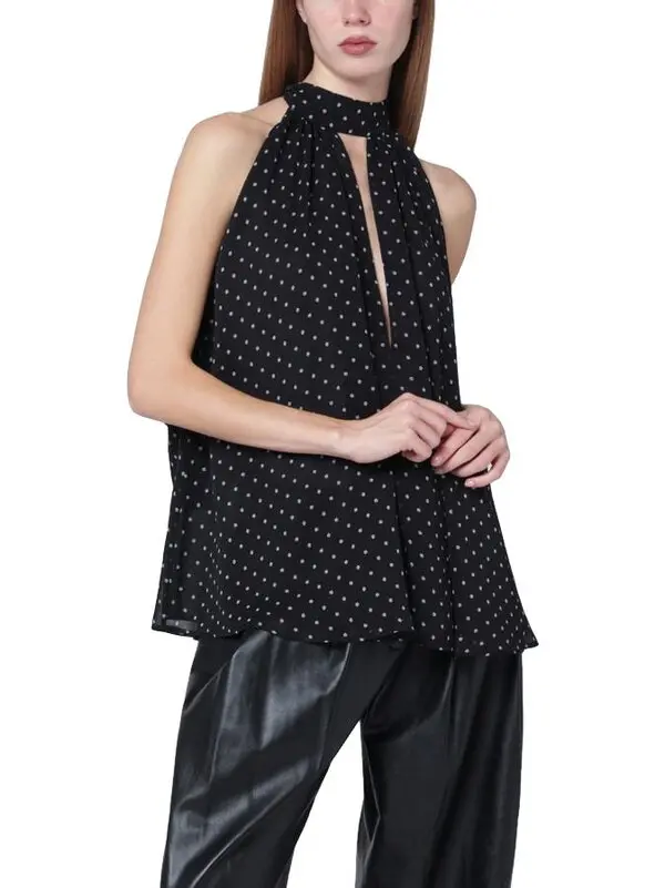 ROTATE BY BIRGER CHRISTENSEN Polka-dot Blouse With Scarf - Black