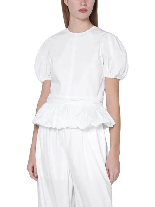 ROTATE BY BIRGER CHRISTENSEN Alix Top With Puff Sleeves - White