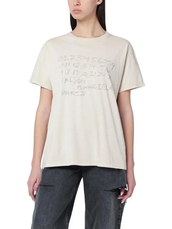 MAISON MARGIELA Numeric Printed Cotton T-shirt - Beige