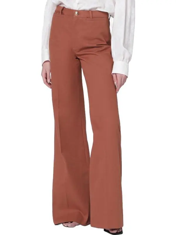 Chloé Flared Cotton Trousers - Beige
