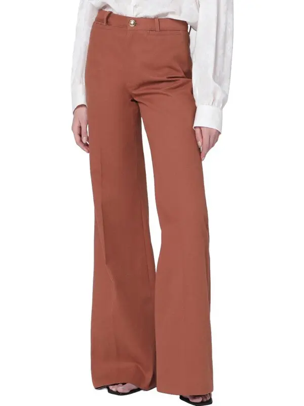 Chloé Flared Cotton Trousers - Beige
