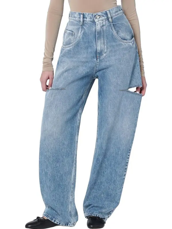 MAISON MARGIELA Wide-leg Jeans With Rips - Light Blue