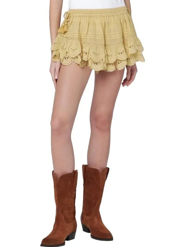 Isabel Marant Lace Puria Ruffled Shorts - Yellow
