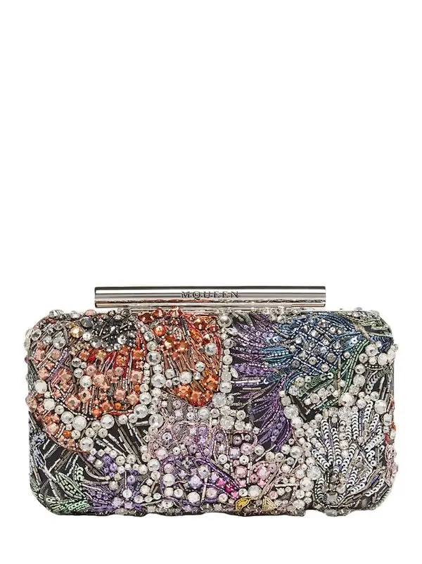 Alexander McQueen Beaded Crystal T-bar Clutch - Ivory Multi