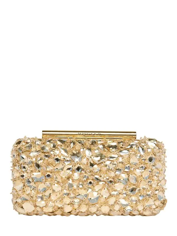 Alexander McQueen Beaded Crystal T-bar Clutch - Mustard